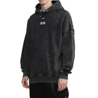 China Acid Washed Oversized Cropped Men'S Hoodie Custom Embroidered Logo Heavyweight Vintage Blank Cut Streetwear Hoodie Men for sale