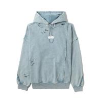 China Acid Washed Oversized Cropped Men'S Hoodie Custom Embroidered Logo Heavyweight Vintage Blank Cut Streetwear Hoodie Men for sale