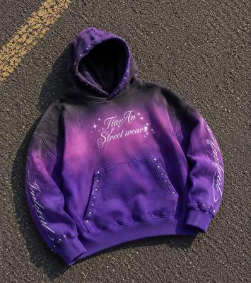China Tianan OEM Custom High Quality Acid Wash Hoodie Printed Rivet Vintage Loose Streetwear Y2K Hip Hop Pullover Hoodie for Men for sale