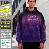 China Tianan OEM Custom High Quality Acid Wash Hoodie Printed Rivet Vintage Loose Streetwear Y2K Hip Hop Pullover Hoodie for Men for sale