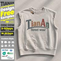 China OEM Clothing Manufacturer Custom Tank Top Summer Heavyweight Distressed Vintage Loose Street Printed Cotton Men's Tank Top for sale