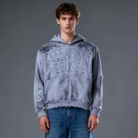 China Manufacturer Custom Oversized Acid Wash Cropped Letter Front 4 Pocket Baggy Heavyweight French Terry Cotton Autumn Men's Hoodie for sale
