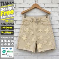China Custom Men's Distressed Denim Shorts Loose Baggy Jorts Summer Casual Patch Star Streetwear Denim Short Designer Jeans for Men for sale