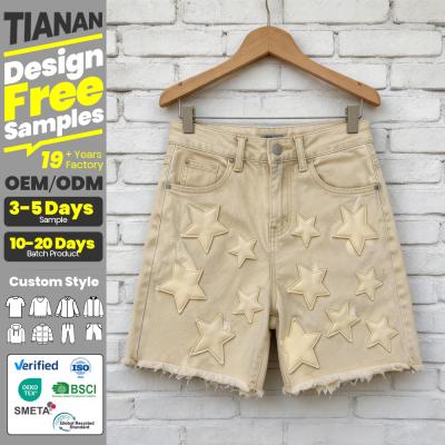 China Custom Men's Distressed Denim Shorts Loose Baggy Jorts Summer Casual Patch Star Streetwear Denim Short Designer Jeans for Men for sale