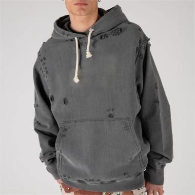 China StreetWear Vintage Men'S Pullover Hoodies Customized Acid Wash Plus Size Cotton Blank Oversized Cropped Heavyweight Hoodie Men for sale