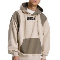 China Custom French Terry Unlined Men'S Hoodies Heavyweight Drop Shoulder Long Sleeve Color Blocked Oversized Hoodie With Drawstring for sale