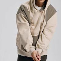 China Custom French Terry Unlined Men'S Hoodies Heavyweight Drop Shoulder Long Sleeve Color Blocked Oversized Hoodie With Drawstring for sale