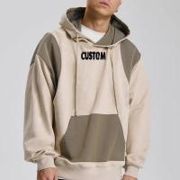 China Custom French Terry Unlined Men'S Hoodies Heavyweight Drop Shoulder Long Sleeve Color Blocked Oversized Hoodie With Drawstring for sale