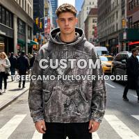 China Vintage Realtree Camo Hoodie, Distressed Raw Edge Hunting Sweatshirt, Oversized Washed Tree Print Streetwear Pullover Hooded Top For Men for sale
