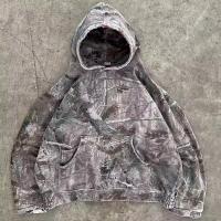 China Vintage Realtree Camo Hoodie, Distressed Raw Edge Hunting Sweatshirt, Oversized Washed Tree Print Streetwear Pullover Hooded Top For Men for sale