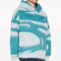 China Winter Fashion Mohair Men Hoodies Custom Warm Thick Jacquard Knit Pullover Plus Size Hooded Wool Fuzzy Long Sleeve Men'S Sweater for sale