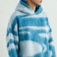 China Winter Fashion Mohair Men Hoodies Custom Warm Thick Jacquard Knit Pullover Plus Size Hooded Wool Fuzzy Long Sleeve Men'S Sweater for sale
