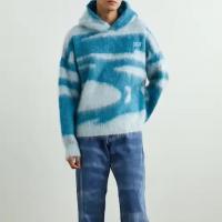 China Winter Fashion Mohair Men Hoodies Custom Warm Thick Jacquard Knit Pullover Plus Size Hooded Wool Fuzzy Long Sleeve Men'S Sweater for sale