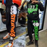 China Fashion Heavyweight Men Flared Sweatpants and Hoodie Sets Custom 2 Pieces Jogger Streetwear Tracksuit Puff Print Sweatsuit for sale