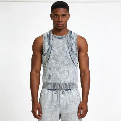 China Men's Hip Hop Tank Tops Custom 230 GSM 100% Cotton Activewear Solid Plain Bodybuilding Fitness Men Gym Training Tactical Vest for sale