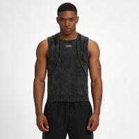 China Men's Hip Hop Tank Tops Custom 230 GSM 100% Cotton Activewear Solid Plain Bodybuilding Fitness Men Gym Training Tactical Vest for sale