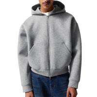 China Custom Manufacturers Drop Shoulder Plain Blank Hoodies High Quality 450 500 Gsm Oversized Cropped Zip up Heavyweight Hoodie Men for sale