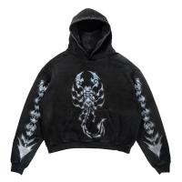 China Heavyweight Plus Size Men'S Hoodies High Quality Custom Logo Clothing Manufacturers Acid Wash Pattern Printing Hoodie Men for sale