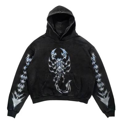 China Heavyweight Plus Size Men'S Hoodies High Quality Custom Logo Clothing Manufacturers Acid Wash Pattern Printing Hoodie Men for sale