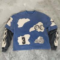 China Manufacturer Vintage High Quality Embroidery Double Layer Long Sleeve Tshirt Wholesale Custom French Terry Men Cotton T-Shirt for sale