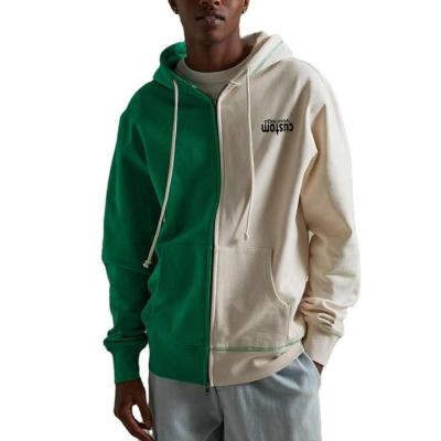 China Color Block Zip up Manufacturer Wholesale Custom Two Tone Golf Hoodie for Men Blank French Terry Plain Men'S Hoodies in Bulk for sale