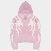 China Custom Design Manufacturers Wholesale Mohair Men'S Hoodies Winter Fluzzy Zip up Sweater Unisex Oversized Wool Knitted Hoodie for sale
