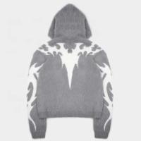China Custom Design Manufacturers Wholesale Mohair Men'S Hoodies Winter Fluzzy Zip up Sweater Unisex Oversized Wool Knitted Hoodie for sale