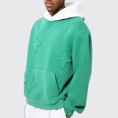 China Hoodie Manufacturer Custom Logo Streetwear HeavyWeight  French Terry 3d Printing Patchwork Blank Vintage Pullover Men'S Hoodies for sale