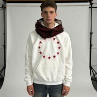 China Custom Heavyweight Men Pullover Boxy Fit Drop Shoulder Fleece Sweatshirt Long Sleeve Oversized Plaid Headscarf Streetwear Hoodie for sale