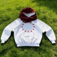 China Custom Heavyweight Men Pullover Boxy Fit Drop Shoulder Fleece Sweatshirt Long Sleeve Oversized Plaid Headscarf Streetwear Hoodie for sale