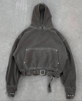 China Custom Heavyweight Cotton Streetwear Acid Wash Hoodie French Terry Plain Pullover Blank Oversized No Strings Cropped Hoodie Men for sale