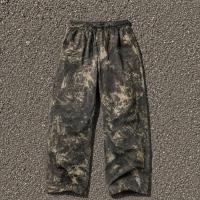 China Tianan Natural Camo Baggy Jeans Men Elastic Waist Drawstring Outdoor Streetwear Wide High Quality Denim Leg Trousers for sale