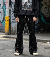 China Tianan Graffiti Paint Splatter Wide Leg Drawstring Flare Pants Men Streetwear Baggy Trousers OEM ODM High Quality for sale