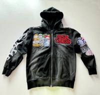 China Streetwear 600 Gsm Heavyweight Vintage Boxy Zipper Hoodie Custom Acid Washed Distressed Embroidery Sun Faded Zip up Hoodie Men for sale