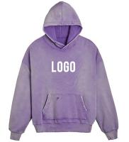 China OEM/ODM Casual Stylish Acid Wash Unisex Hoodie Purple Color Heavy Polyester Cotton Acid Wash Hoodies Tie Dye Hoodies Distressed for sale