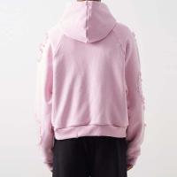 China Streetwear Custom Men Hoodies Vintage Pink Pullover Oversized Cropped HeavyWeight Cotton Rhinestones Men'S Hoodies & Sweatshirts for sale