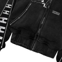 China Heavyweight Distressed Zip up Printed Rhinestone Logo Hoodie Men Streetwear Acid Wash Oversized Cropped 450 500gsm Hoodie for sale