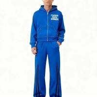 China Wholesale Custom Vintage Acid Wash Print Men'S Sweatsuit Manufacturer Streetwear Tracksuit Flared Sweatpants and Hoodie Sets for sale