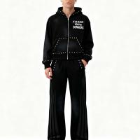China Wholesale Custom Vintage Acid Wash Print Men'S Sweatsuit Manufacturer Streetwear Tracksuit Flared Sweatpants and Hoodie Sets for sale