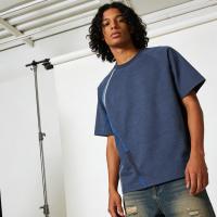 China Men's 300gsm Oversized Boxy Heavyweight Cropped T-shirt Elastic Sporty Sports Short Sleeved custom Summer Minimalist Tshirt for sale