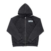 China Custom Men'S Heavyweight Zipper Hoodie Street Wear Plus Size Washing and Distressed Hole 500Gsm Hoodie for Men Cropped for sale