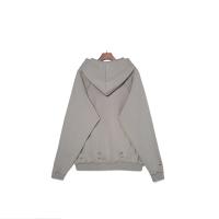 China Custom Men'S Heavyweight Zipper Hoodie Street Wear Plus Size Washing and Distressed Hole 500Gsm Hoodie for Men Cropped for sale