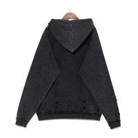 China Custom Men'S Heavyweight Zipper Hoodie Street Wear Plus Size Washing and Distressed Hole 500Gsm Hoodie for Men Cropped for sale