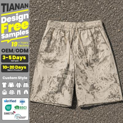 China Tianan Custom Nylon Men's Camo Shorts with All Over Print Elastic Drawstring Vintage Streetwear Y2K Above Knee Oversize Shorts for sale