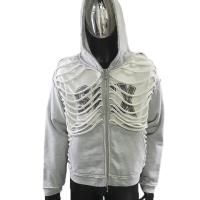 China Fashion High Quality Custom Logo 100% Cotton Hoodies Skull Streetwear Men'S Hoodies Skeleton Oversized Unisex Zip up Hoodies Men for sale