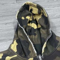 China Custom Oversized Cropped High Quality Camouflage Printed Distressed Hoodie for Men Heavyweight Camo Cotton Zip up Coxy Hoodie for sale