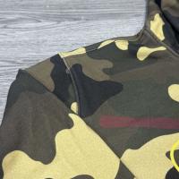 China Custom Oversized Cropped High Quality Camouflage Printed Distressed Hoodie for Men Heavyweight Camo Cotton Zip up Coxy Hoodie for sale