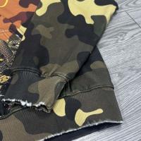 China Custom Oversized Cropped High Quality Camouflage Printed Distressed Hoodie for Men Heavyweight Camo Cotton Zip up Coxy Hoodie for sale