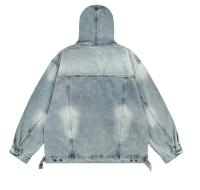 China Custom Acid Washed Denim Blank Hoodie Men'S Jackets Street Wear High Quality Oversized Vintage Hip Hop Pullovers Men Hoodie for sale