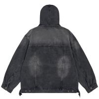 China Custom Acid Washed Denim Blank Hoodie Men'S Jackets Street Wear High Quality Oversized Vintage Hip Hop Pullovers Men Hoodie for sale